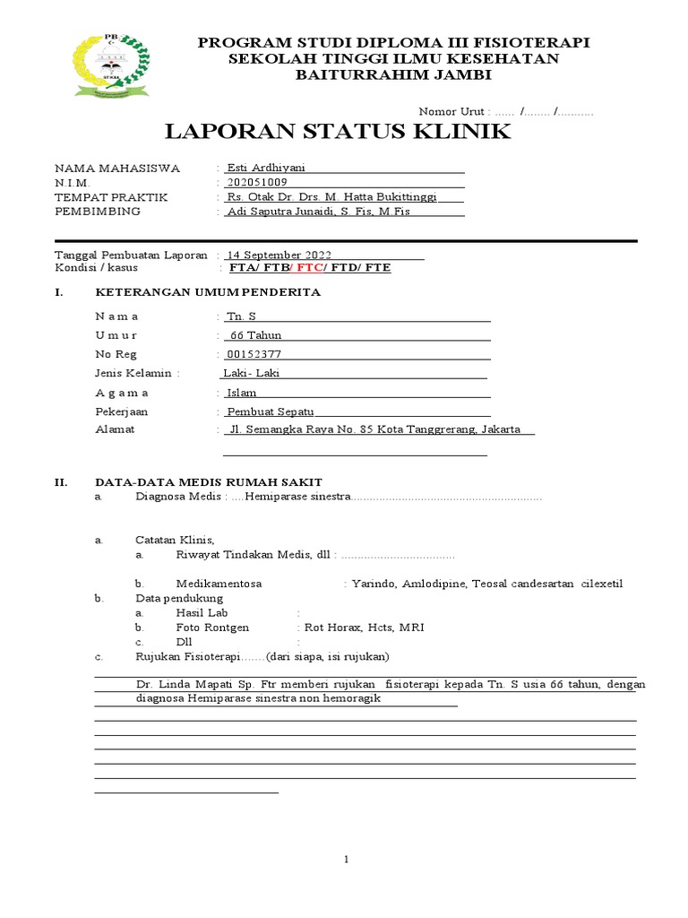 Contoh Status Klinik | PDF