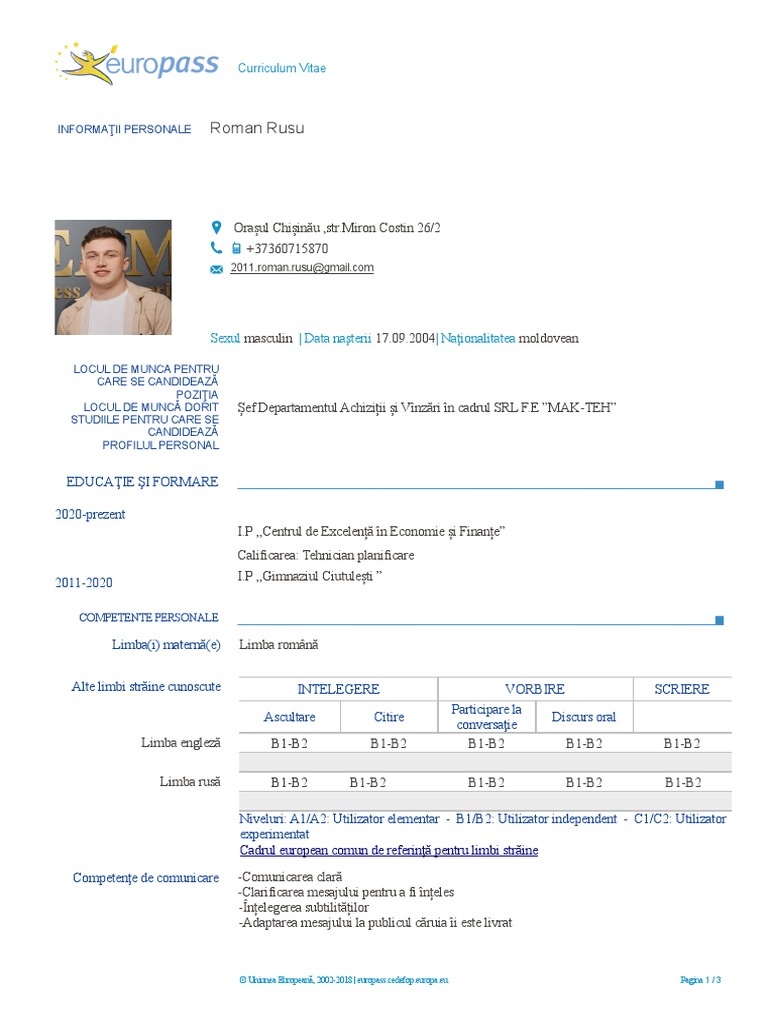 CV Rusu Roman | PDF