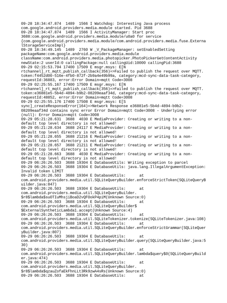 Java Media Provider Log Errors | PDF | Java (Programming Language) | Systems Engineering