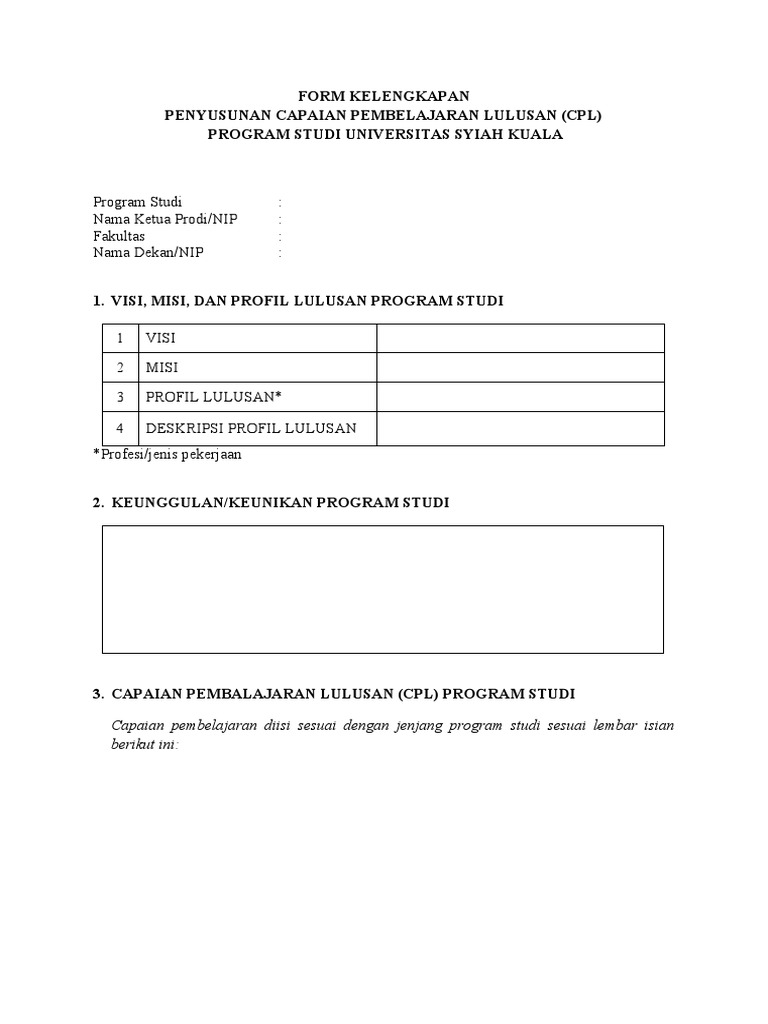 Form CPL Prodi S1 | PDF