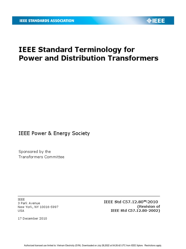 IEEE Standard Terminology For Power and Distribution Transformers | PDF | Transformer | Inductor