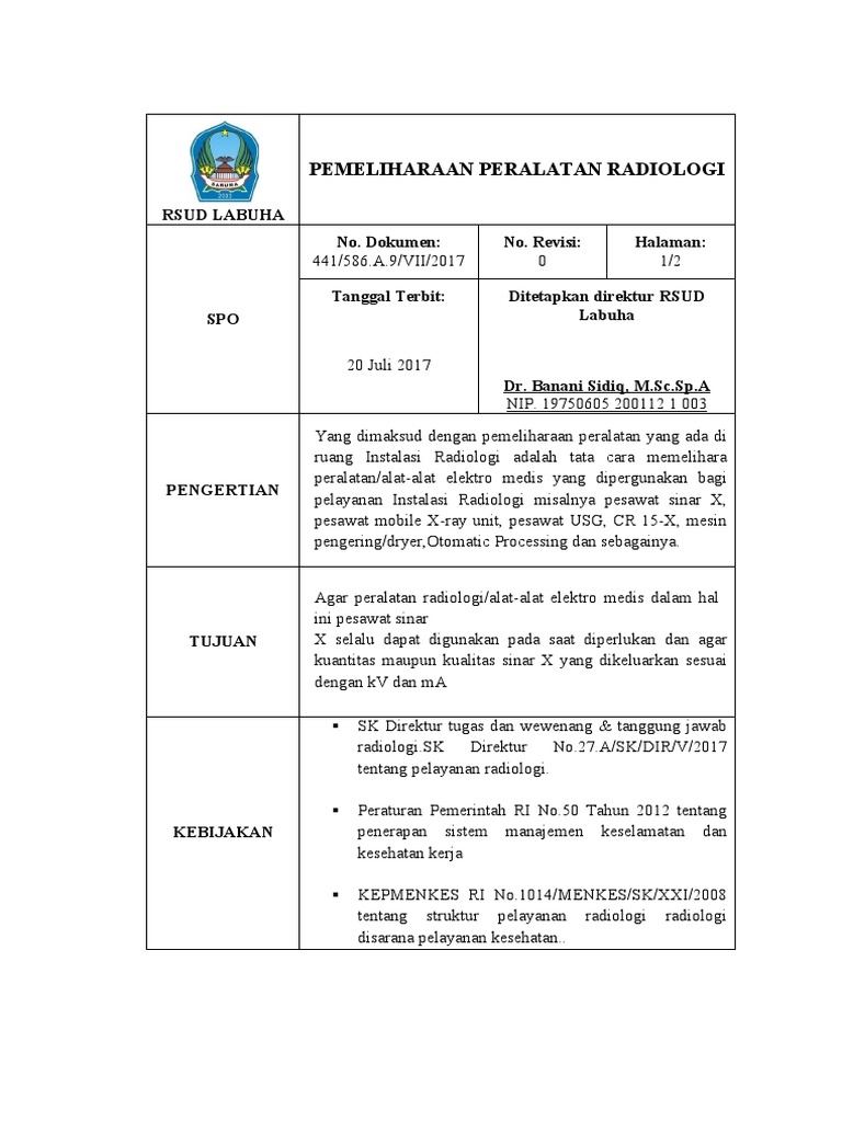 Pemeliharaan Peralatan Radiologi | PDF | Kesehatan Holistik | Teknologi ...
