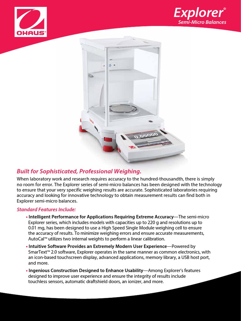 Ohaus Explorer Semi Micro Balance | PDF | Printer (Computing) | Calibration