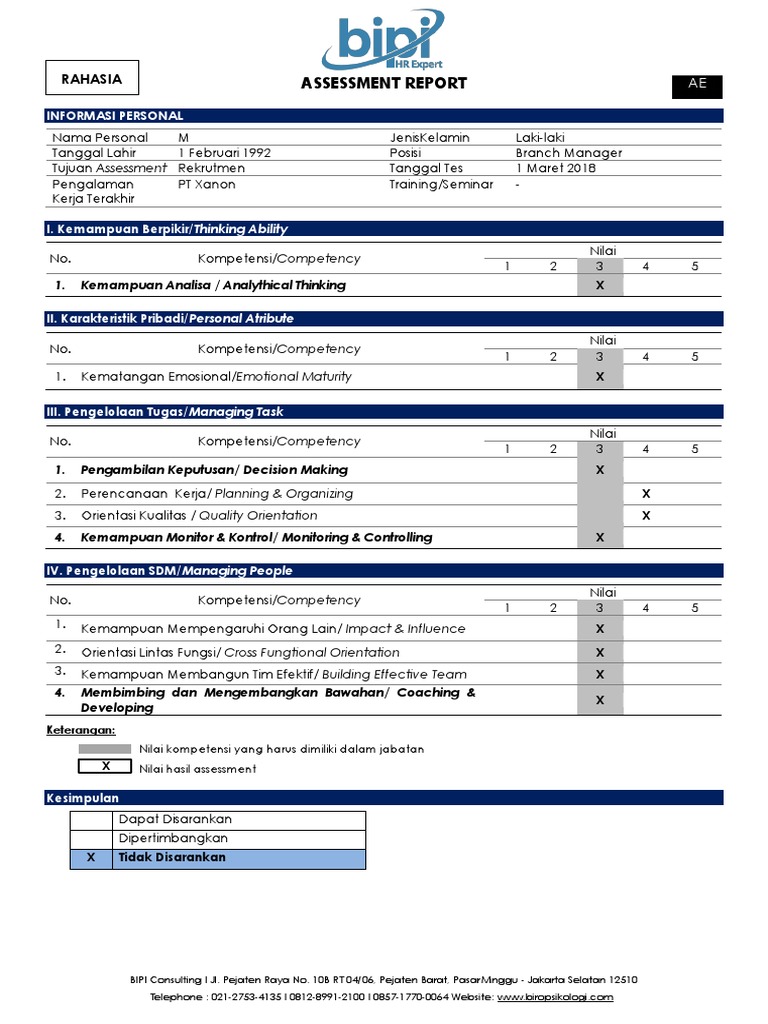 Contoh Assessment Extra (Manager) | PDF