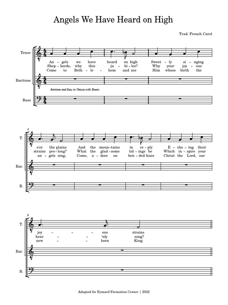 Angels We Have Heard On High | PDF | Singing | Vocal Music