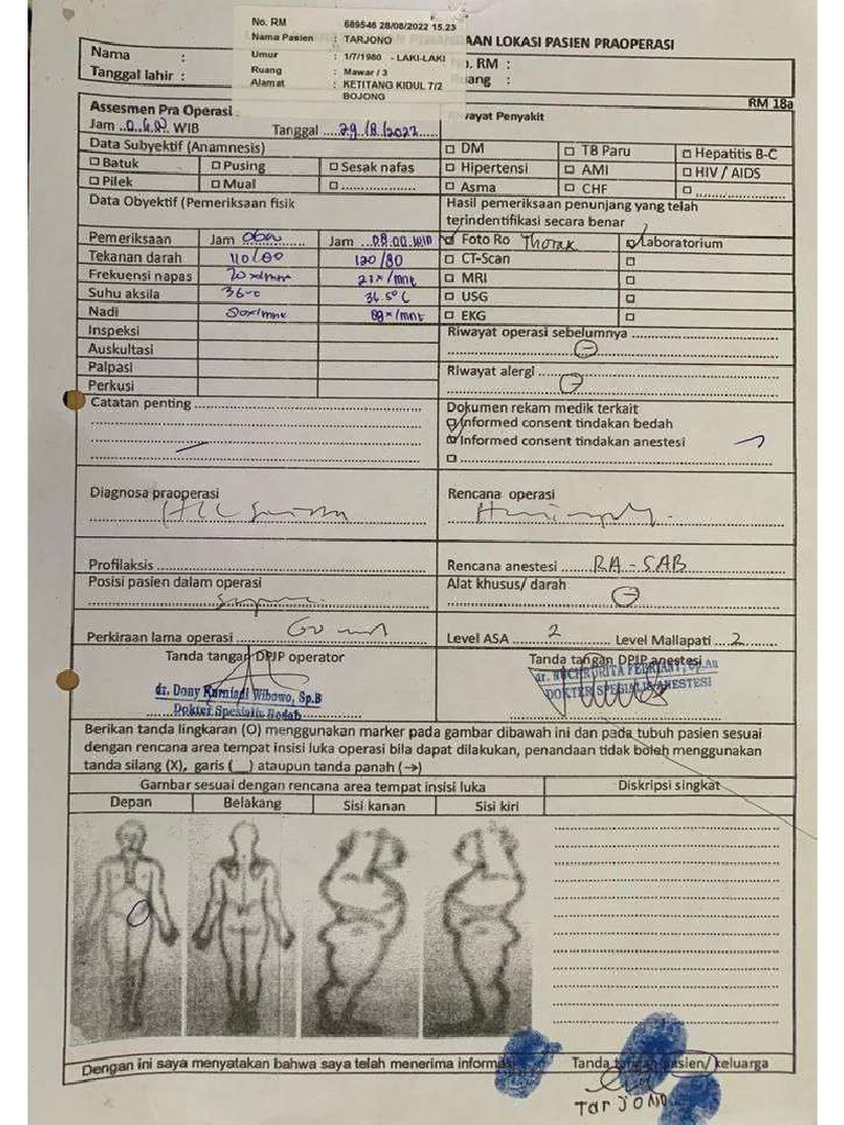 Pengkajian Pra Bedah | PDF