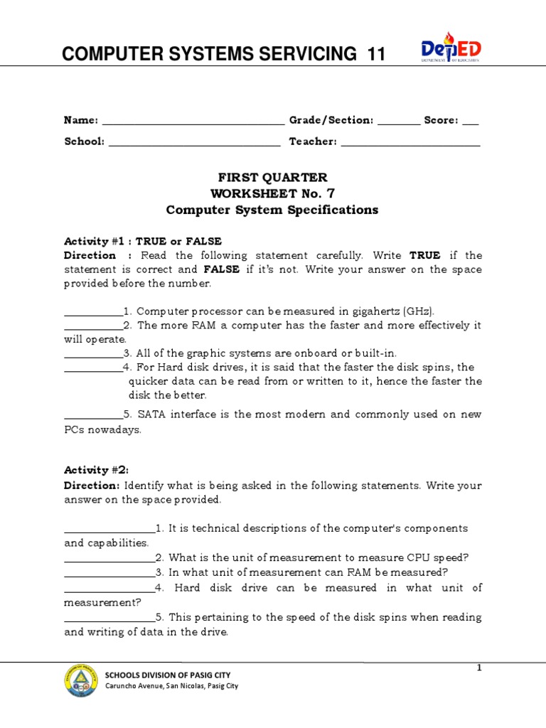 TVL CSS G11-Q1-DW7 | PDF