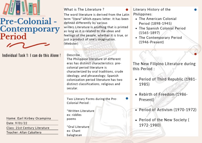 Philippine Literature: Pre-Colonial to Contemporary | PDF | Colonialism