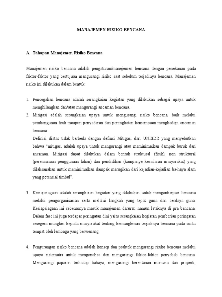 Metode Mitigasi Risiko Bencana | PDF | Ilmu Sosial | Pengembangan Diri