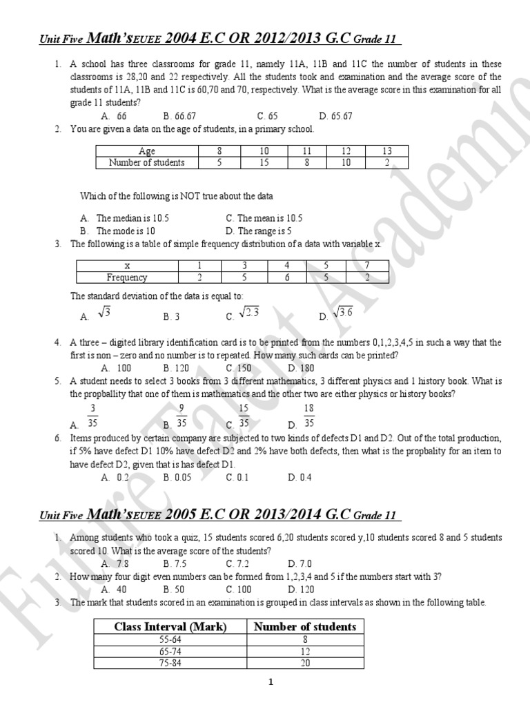 Maths G 11 & 12 Unit 5 | PDF | Mathematics