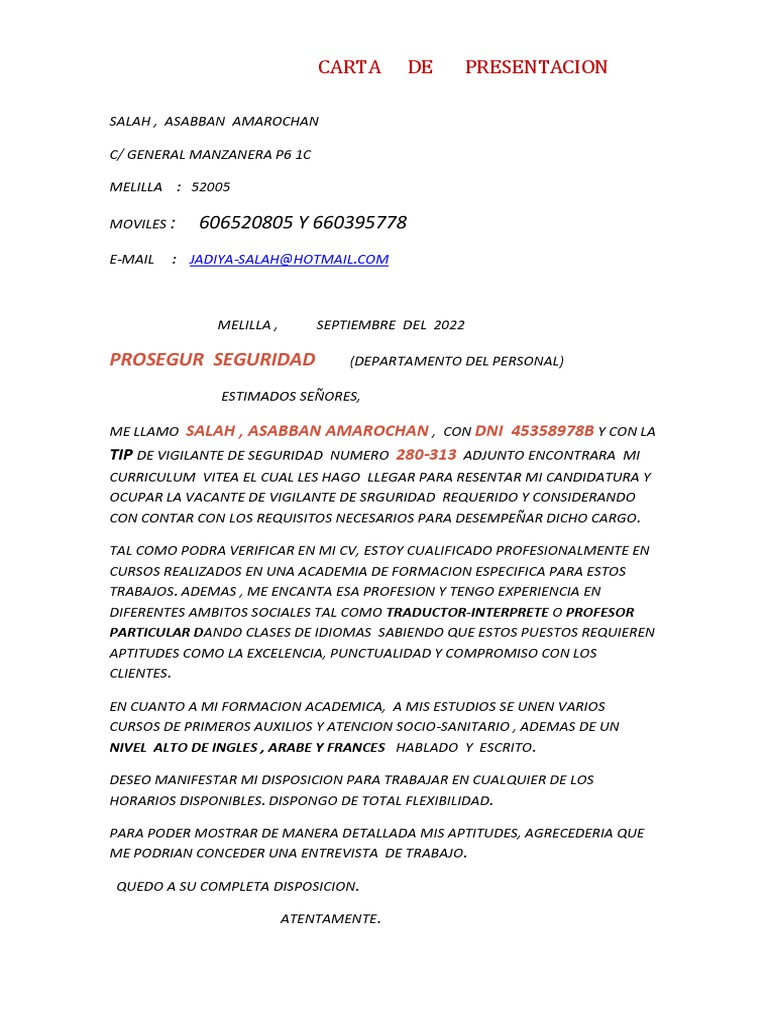 Carta Prosegur de Presentacion Seg .Privada5 | PDF