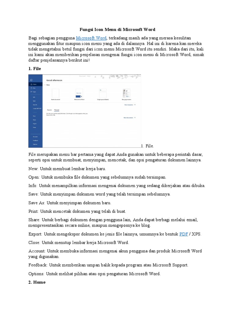 Fungsi Icon Menu Di Microsoft Word | PDF
