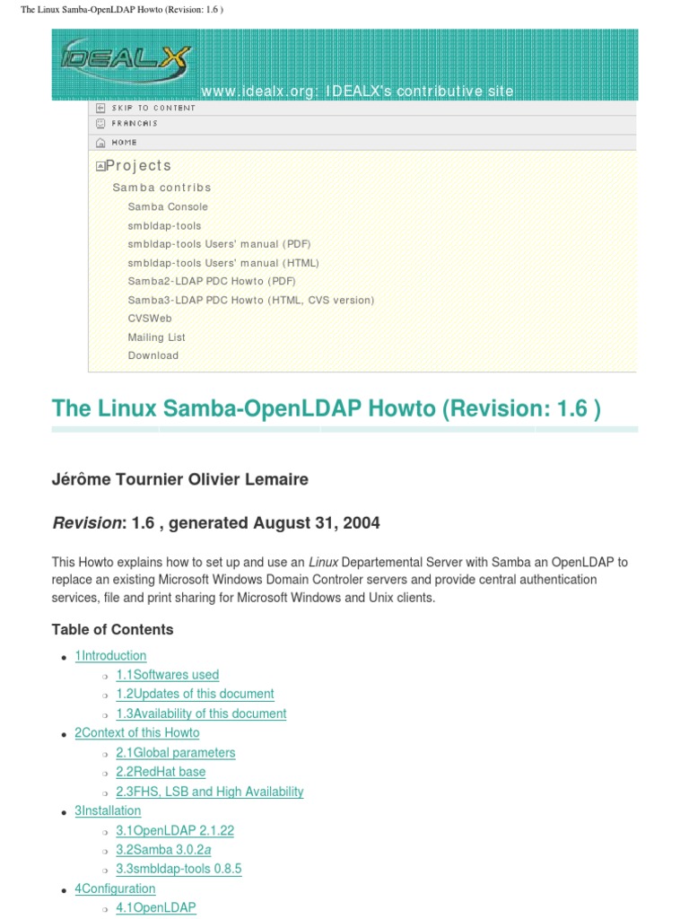 The Linux Samba-OpenLDAP Howto Revision - 1.6) | PDF | Transport Layer Security | Superuser