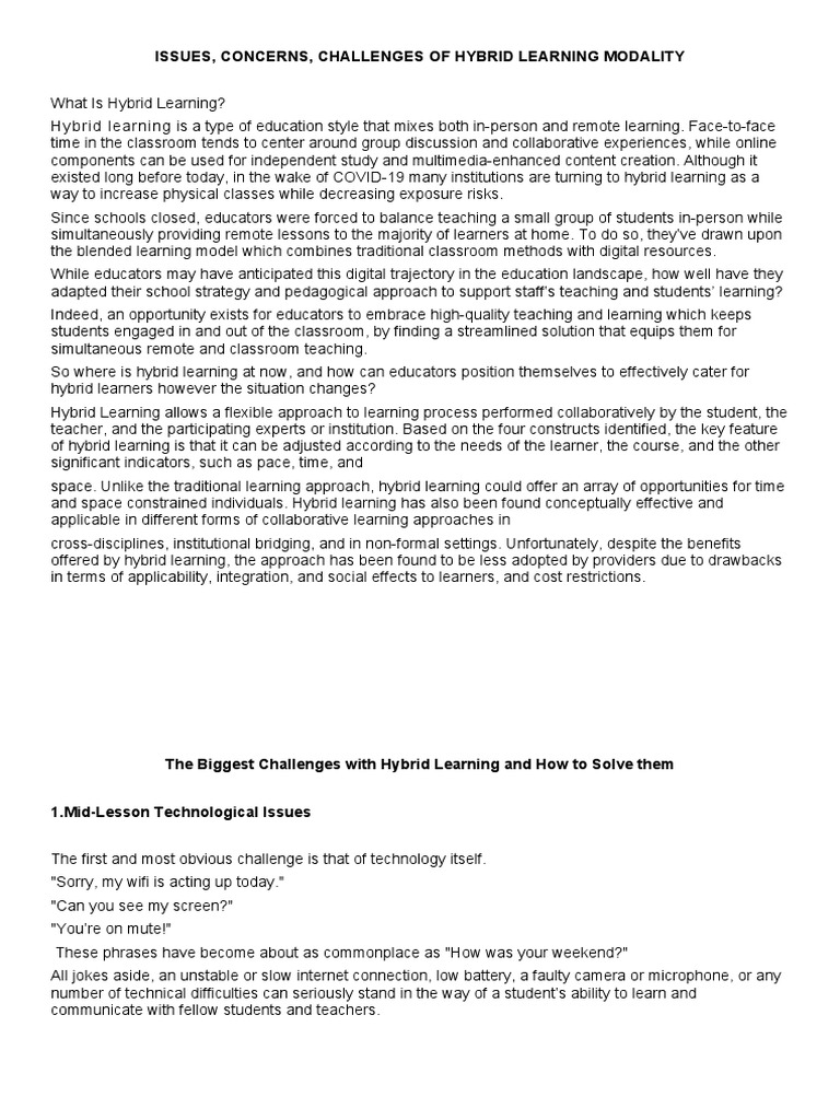 Hybrid Learning Modality | PDF | Teaching Method | Teachers