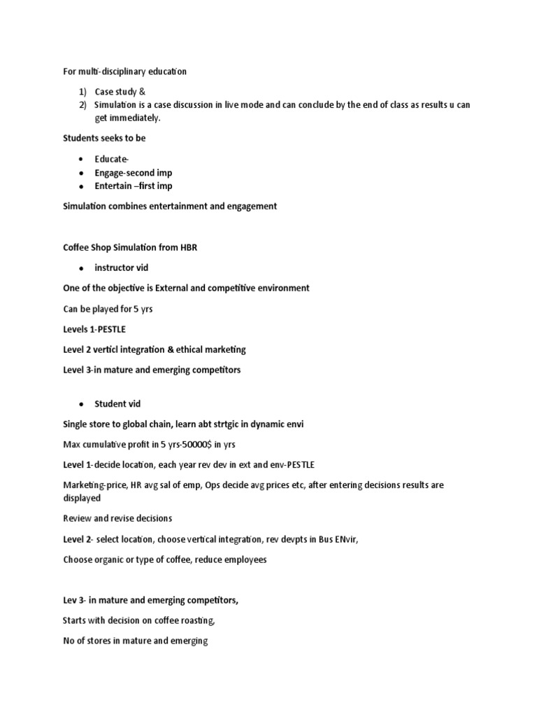 Coffee Shop Game Simulation | PDF