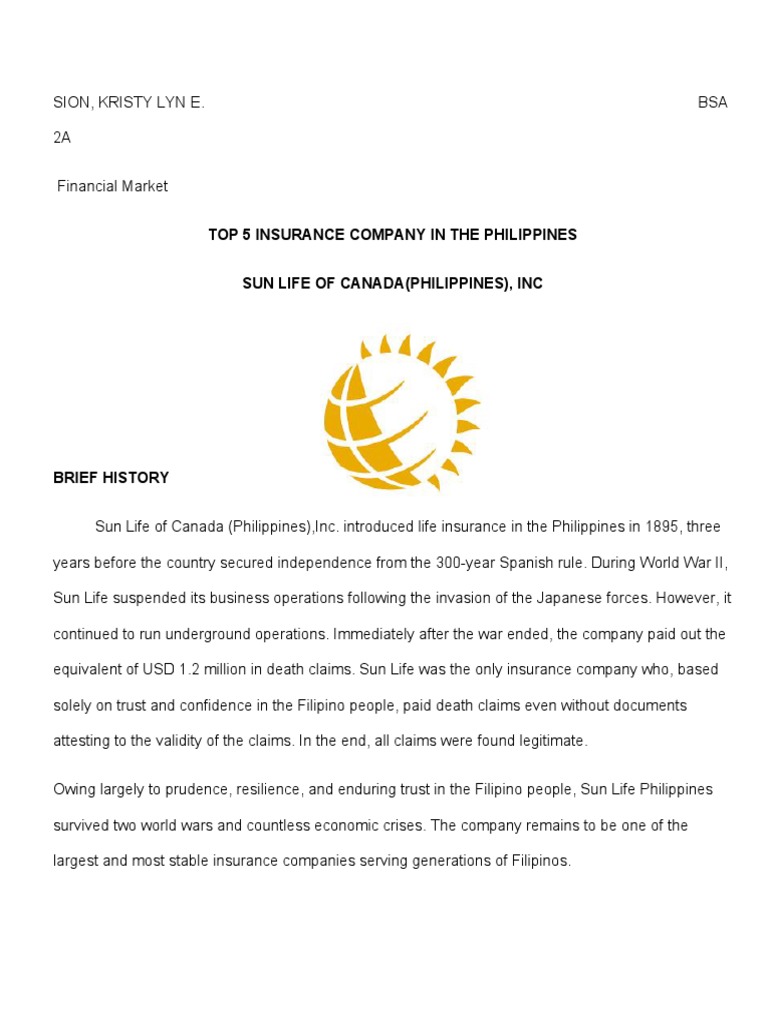 Top 5 Insurance Company in The Philippines | PDF | Financial Services ...