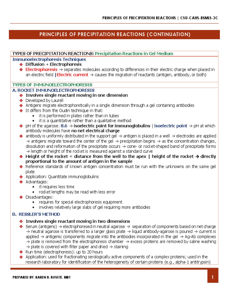Principles of Precipitation Reactions | PDF | Gel Electrophoresis ...