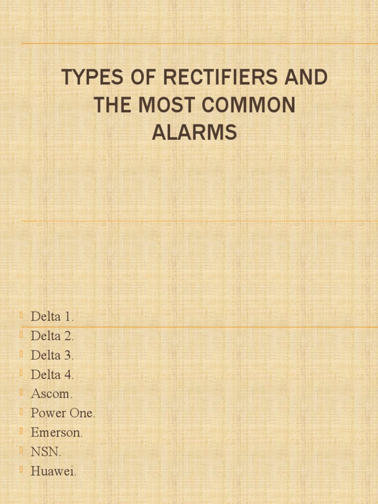 Types of Rectifiers and The Most Common Alarms | PDF | Rectifier | Electrical Engineering