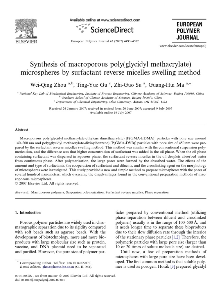 Poly GMA | PDF | Polymers | Chromatography