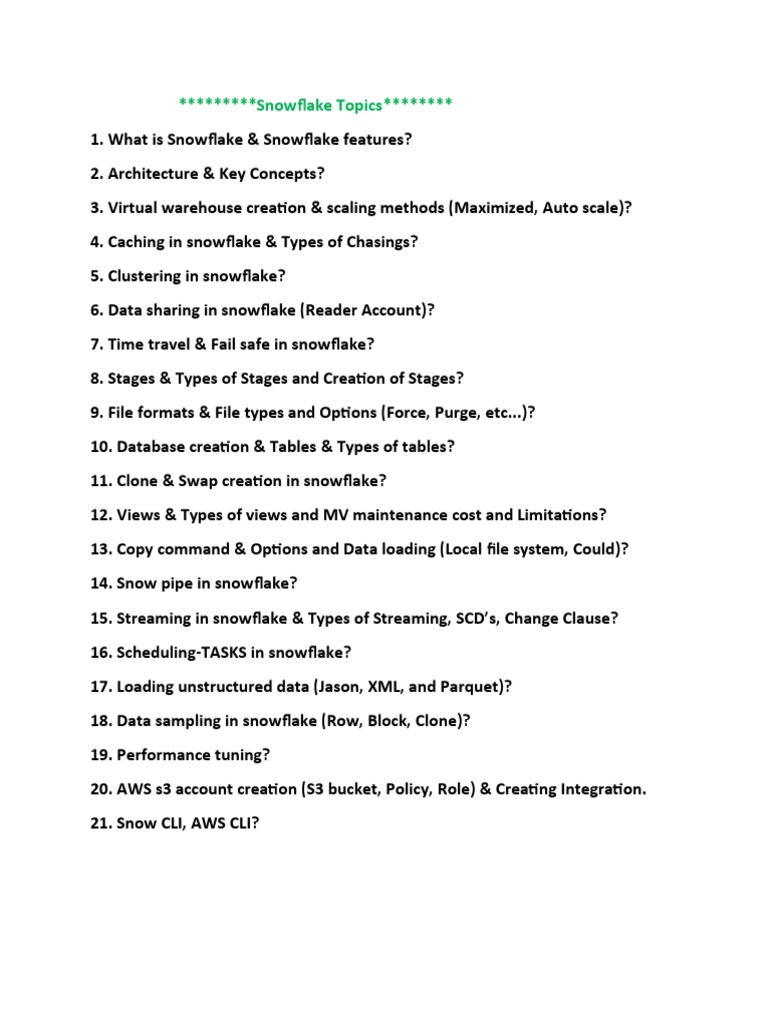 Snowflake Notes | PDF | Databases | Cloud Computing