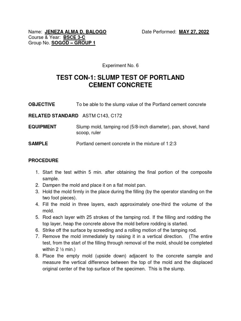 Balogo CMT Lab6 | PDF | Concrete | Building Engineering