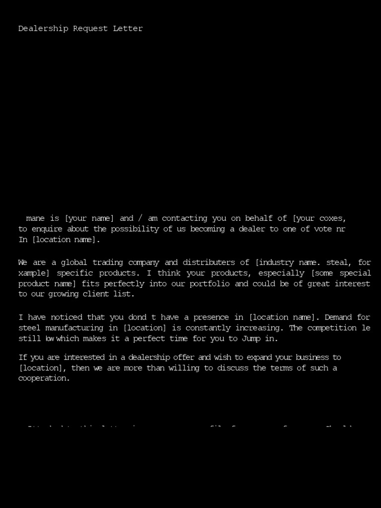 Dealership Request Letter | PDF