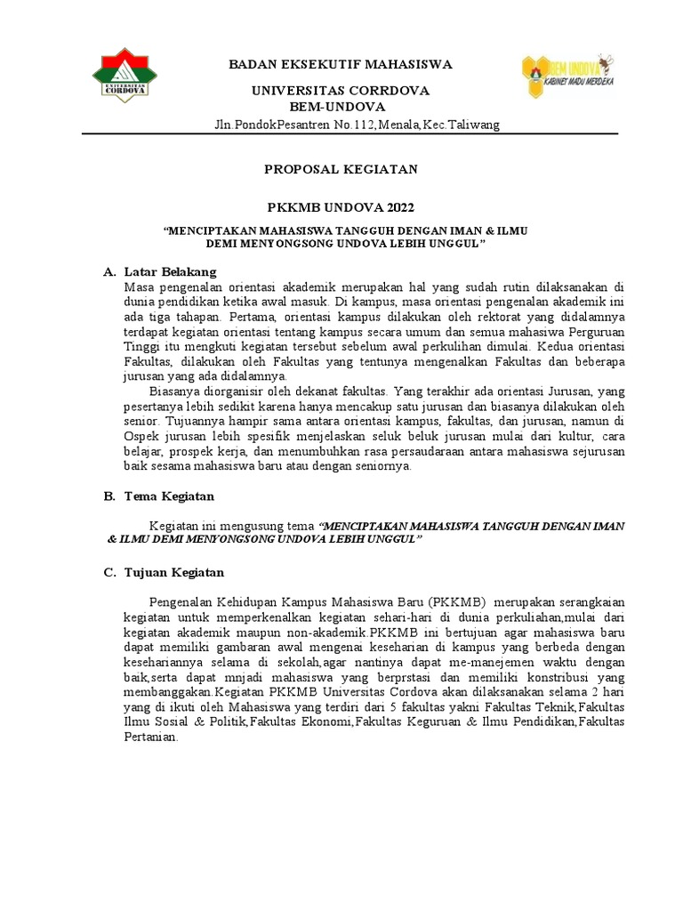 Proposal Ospek 2022 | PDF