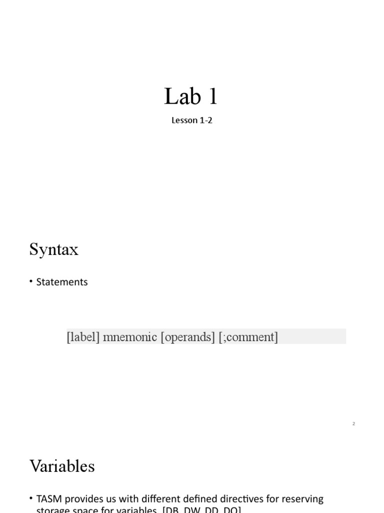 Assembly Lab 1 Pdf Subroutine Assembly Language