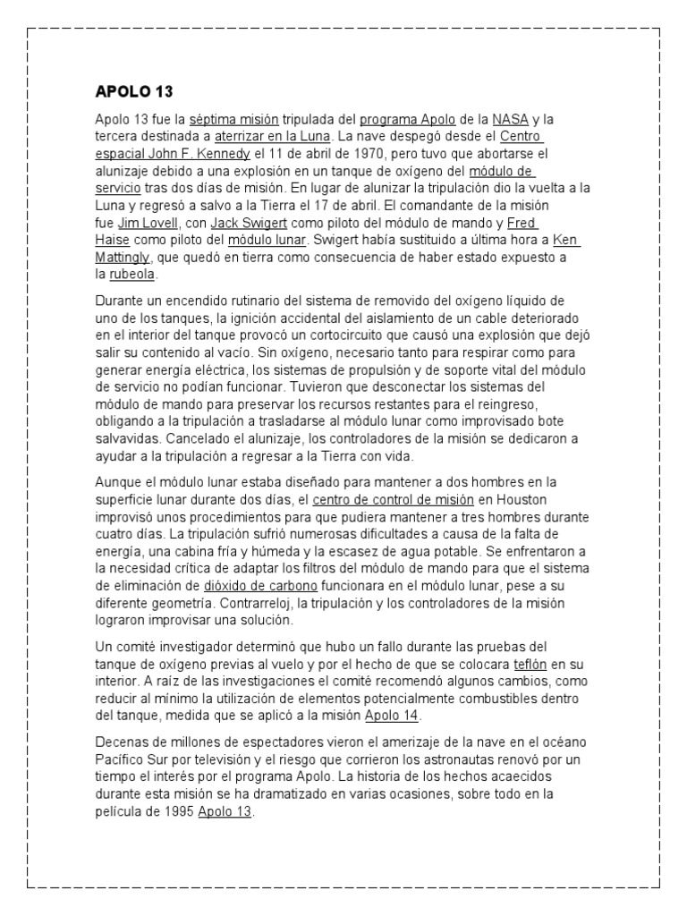 Apolo 13 | PDF | Programa Apolo | Nasa