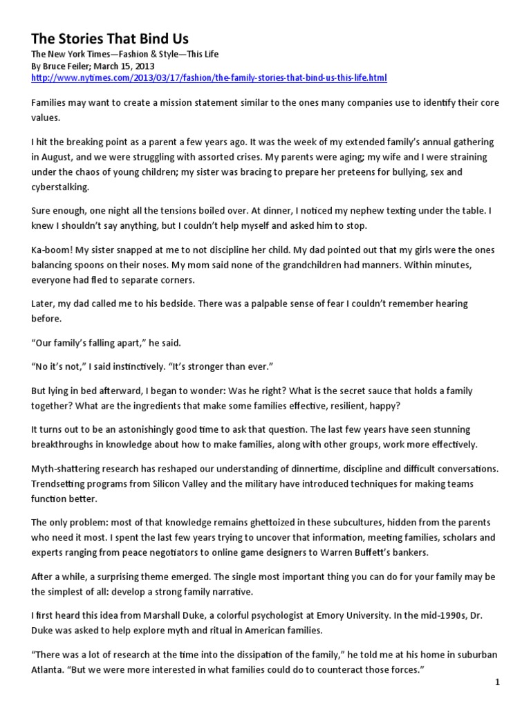 The Power of Family Narratives: How Developing a Shared Story Can ...