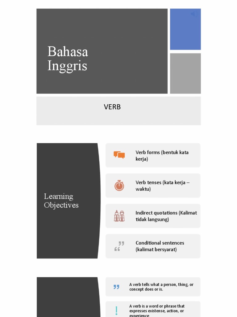 Bahasa Inggris Verb PPT 1 | PDF | Verb | Perfect (Grammar)