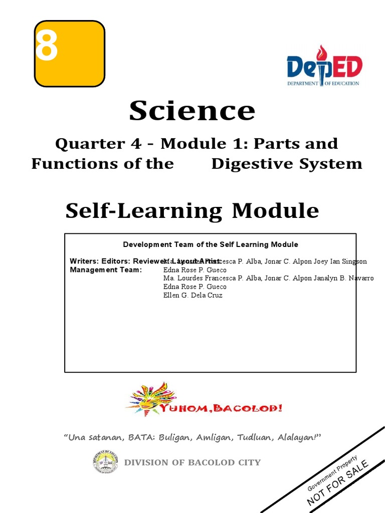 Grade 8 Q4 Module 1 The Digestive System 2nd Ed | PDF