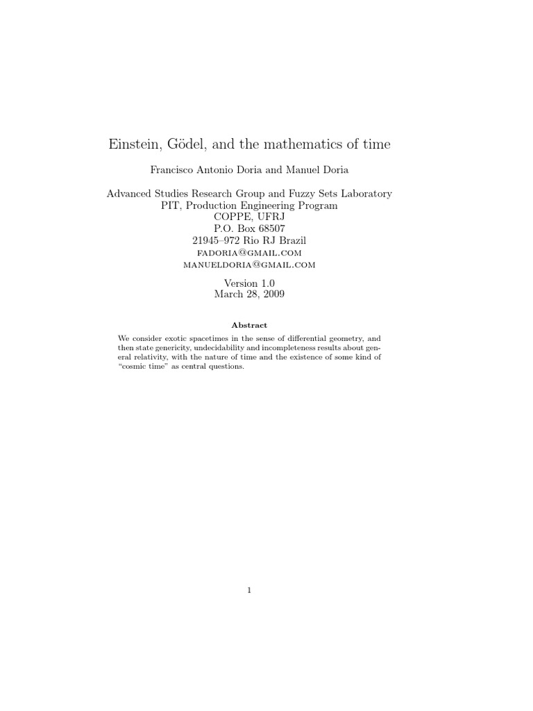 Einstein Godel and The Mathematics of Ti | PDF | Differentiable ...