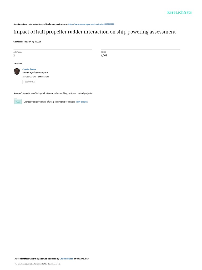 Impact Of Hull Propeller Rudder Interaction On Ship Powering Assessment Pdf Lift Force