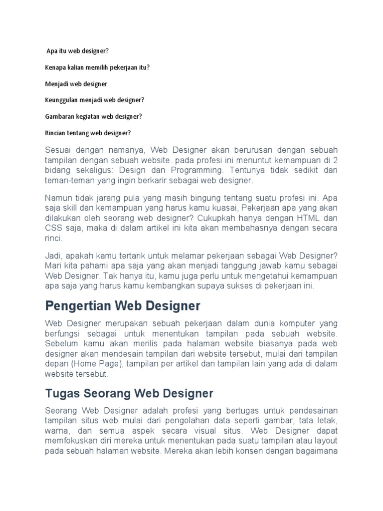 Apa Itu Web Designer | PDF