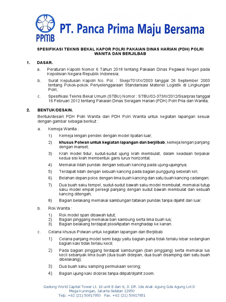SPESIFIKASI PDH | PDF