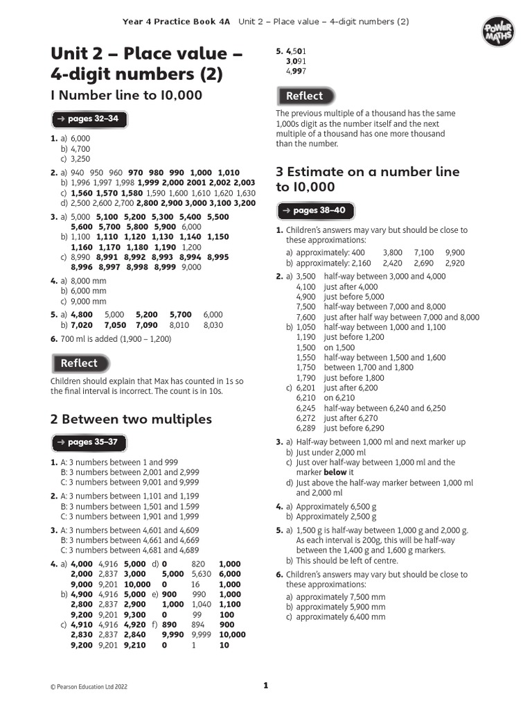 Y4a Unit 2 Practice Answers 2 Pps | PDF | Mathematics