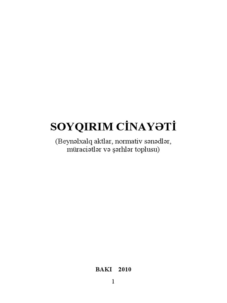 Soyqirim Cinayeti Beynelxalq Aktlar Normativ Senedler Muracietler Ve ...