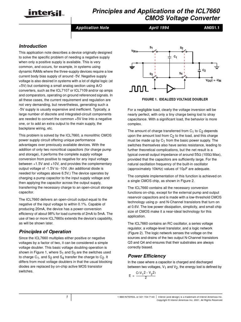 Principles Applications ICL7660 | PDF | Field Effect Transistor | Cmos