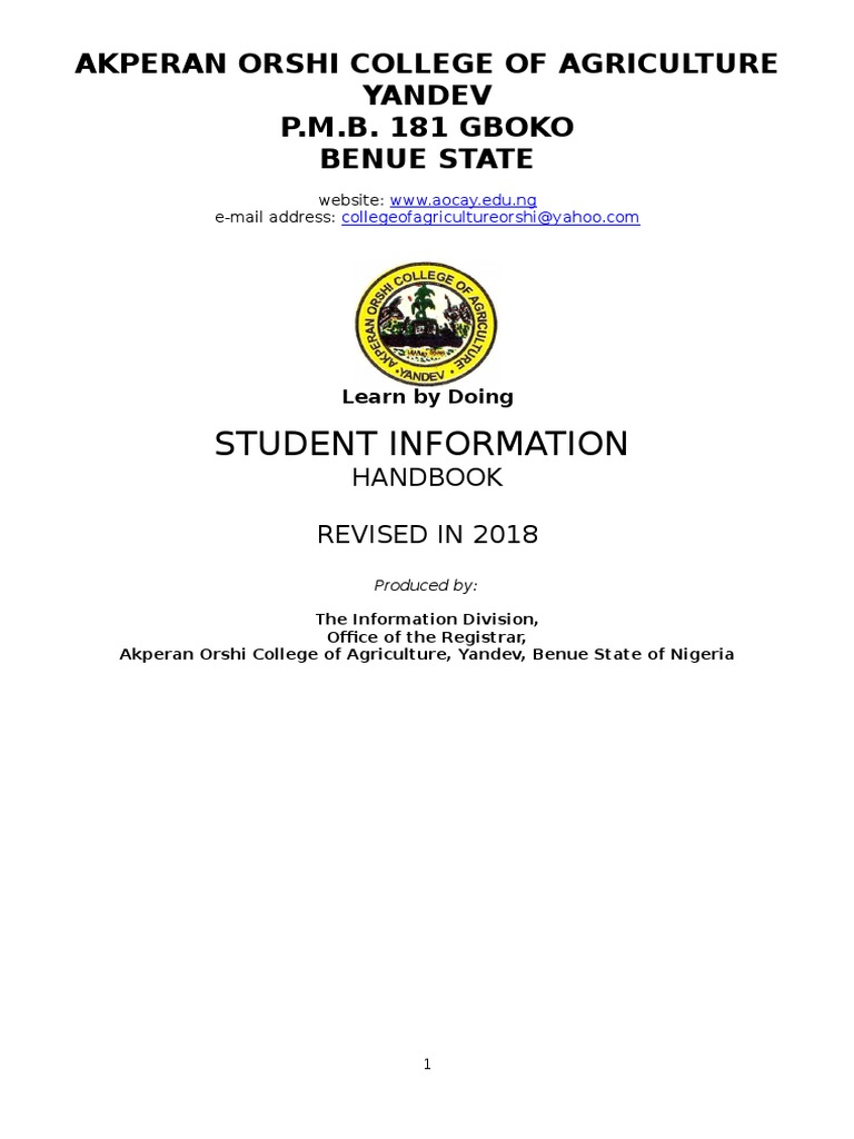 Revised Student Hand Book 2019 | PDF | University And College Admission ...