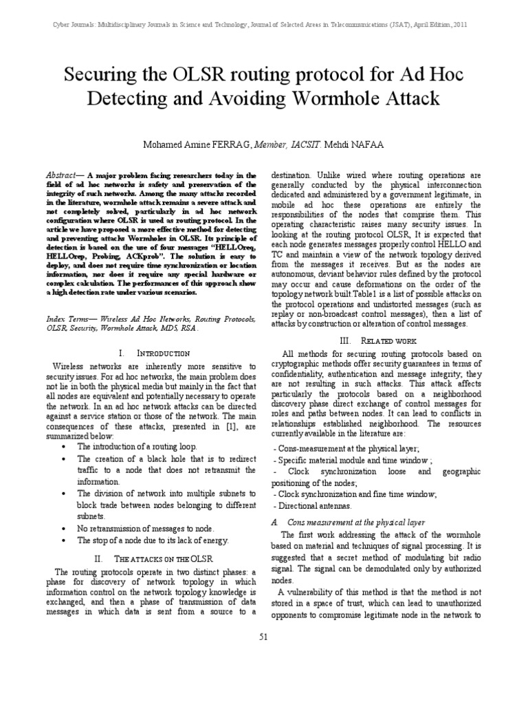 Securing The Olsr Routing Protocol For Ad Hoc Detecting And Avoiding