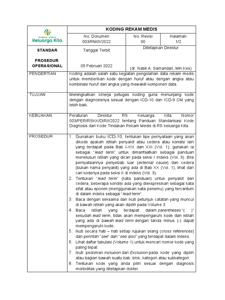 003 KODING REKAM MEDIS Rev | PDF