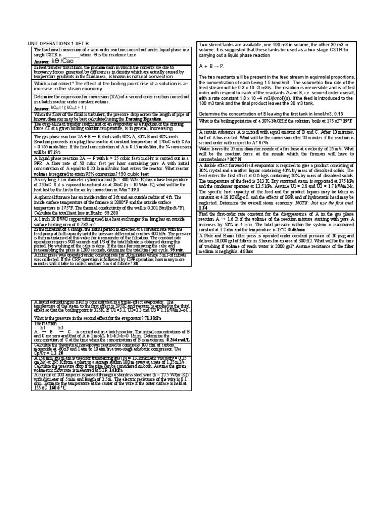 Unit Operations: Reaction and Heat Transfer Calculations | PDF | Heat ...