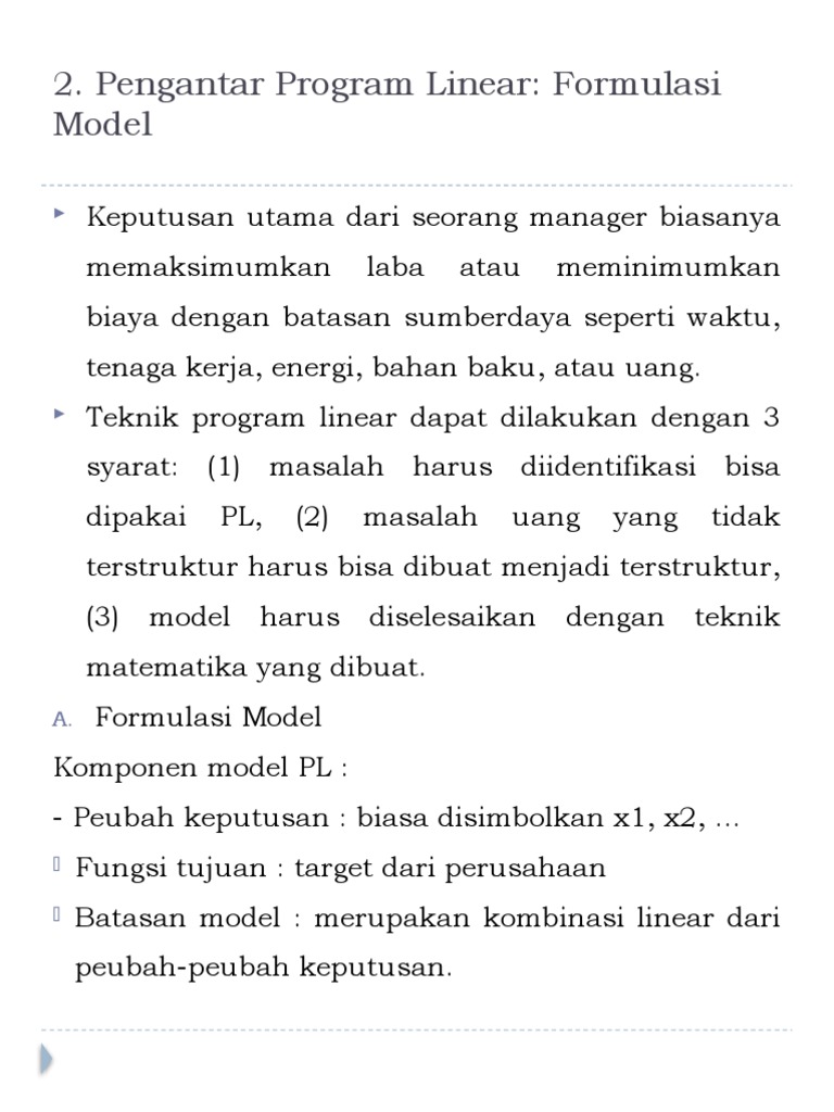Pengantar Program Linear - Formulasi Model | PDF