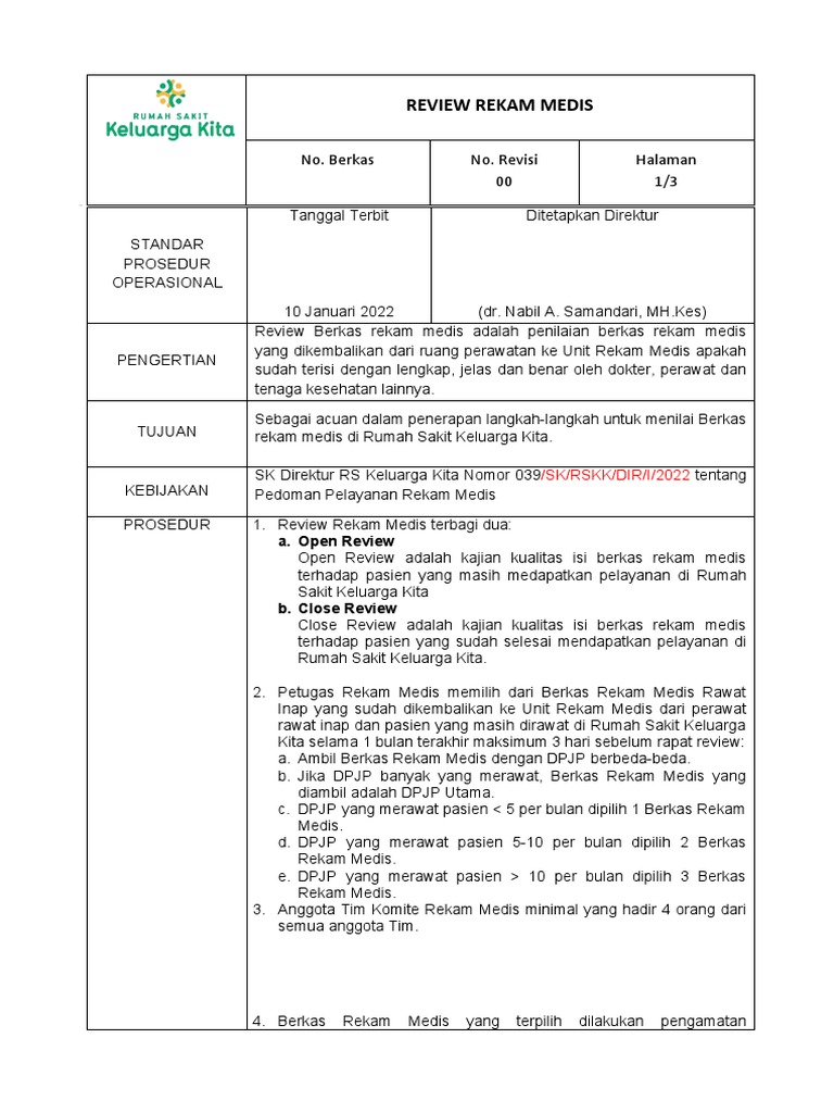 Spo Review Rekam Medis | PDF | Kesehatan Holistik | Sains & Matematika