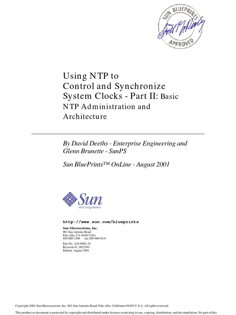 Sun Blueprints (816-0092) - Using NTP To Control and Synchronize System ...