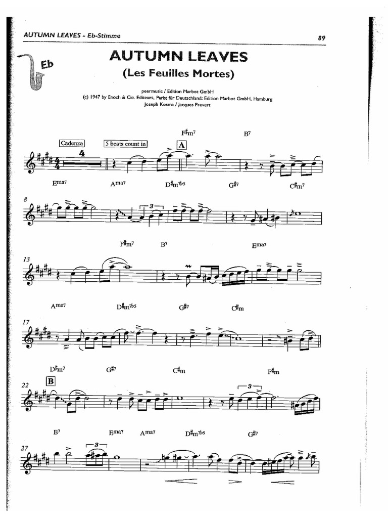 Rolf Becker - Autumn Leaves (Eb) | PDF