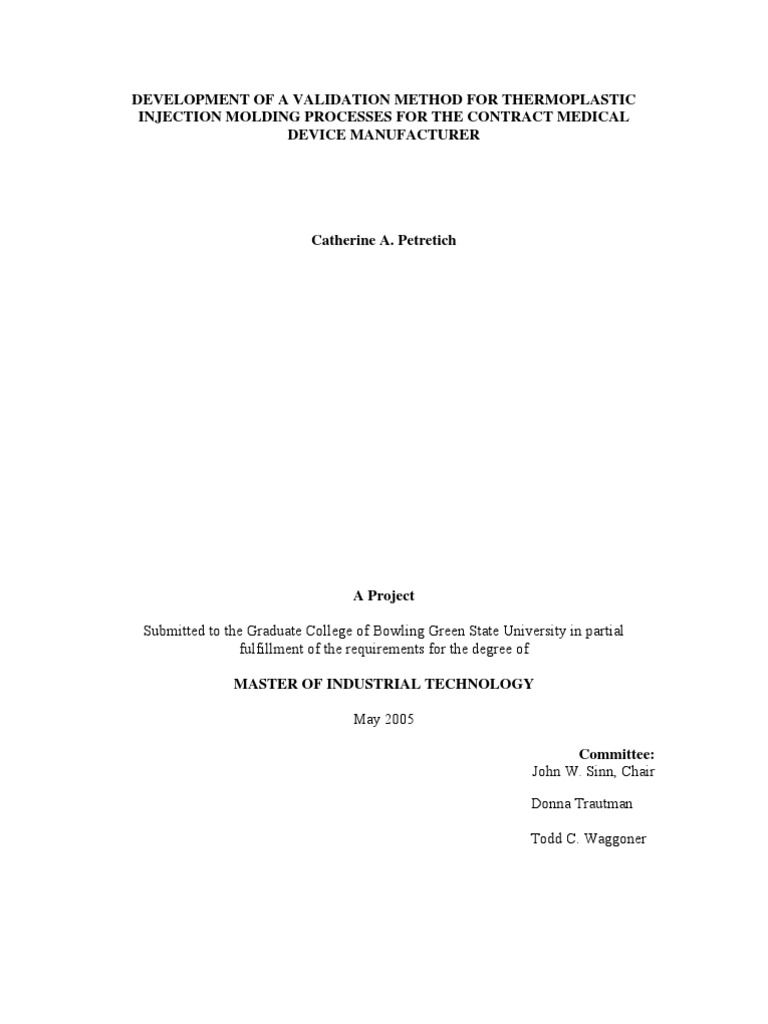 Injection Molding Validation | PDF | Verification And Validation ...