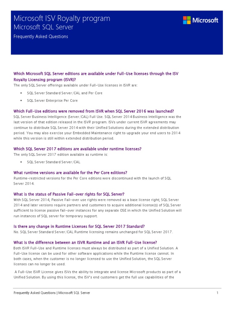 ISVR SQL Server FAQ | PDF | Microsoft Sql Server | Windows Server 2008