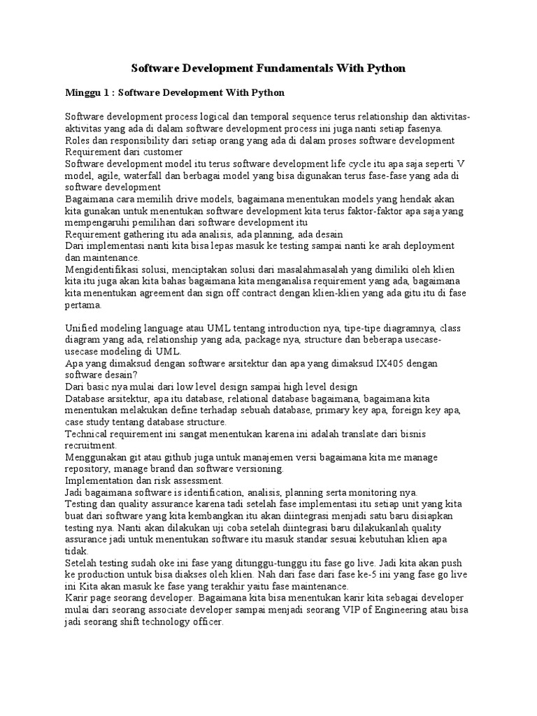 Software Development Fundamentals With Python | PDF